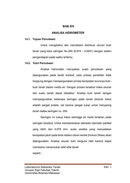 Bab viii analisis hidrometer (hydrometer analysis) | DOCX