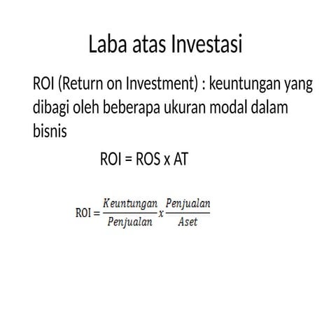 laba investasi, Roa, roe dan rumus lainnya | PPTX