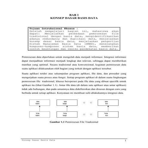 Bab 1 Konsep Dasar Basis Data | PDF