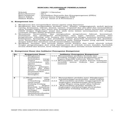 Bab 1 rpp ppkn sma kls xi menapaki jalan terjal penegakan ham | PDF