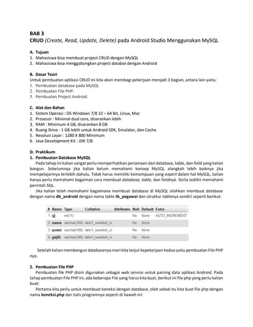 CRUD pada Android Studio menggunakan MySQL | PDF CRUD pada Android Studio menggunakan MySQL | PDF