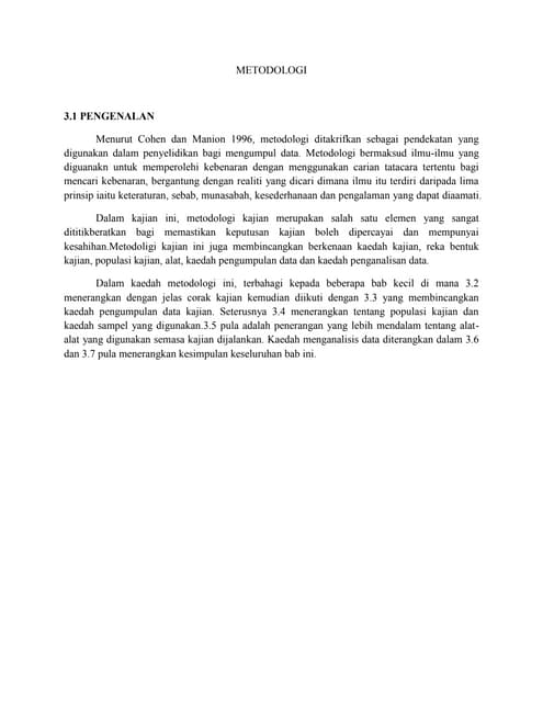 Contoh metodologi kajian | DOCX