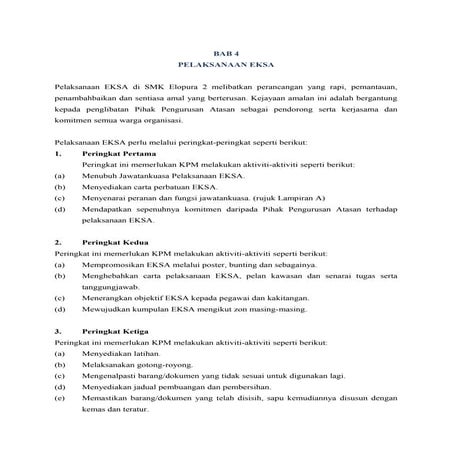 Bab 4 pelaksanaan eksa smk elopura 2 | DOC