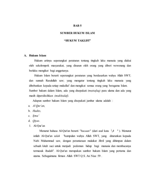 Sumber hukum islam | PPTX