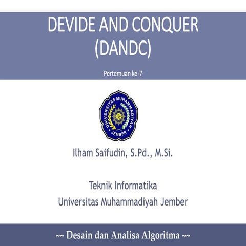 Algoritma Devide and Conquer | PPTX