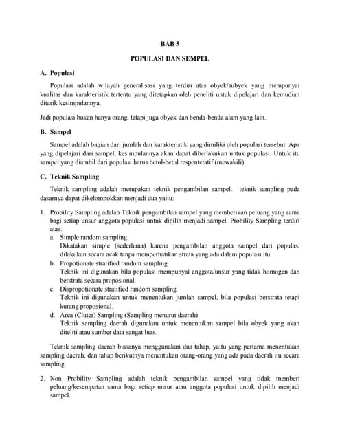 PENGERTIAN POPULASI, SAMPEL, DAN TEKNIK SAMPLING | PPTX