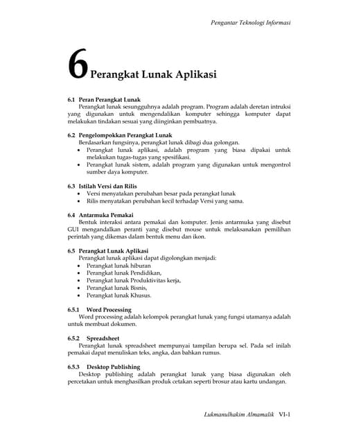 Materi 6 perangkat lunak aplikasi | PPTX