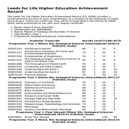 Undergraduate Academic Transcript | PDF