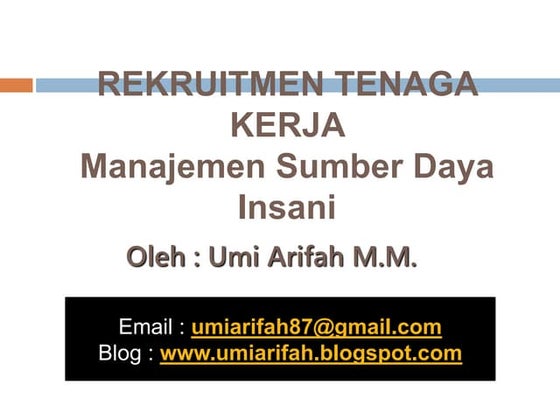Msdm Perencanaan Sumber Daya Manusia Dan Rekrutmen Ppt