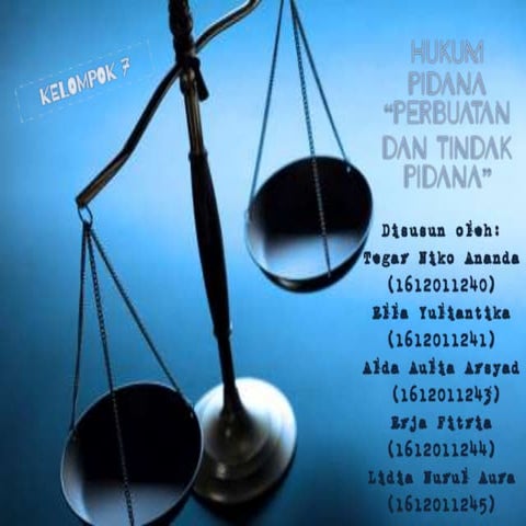 Bab 7 perbuatan dan tindak pidana (kel 7) | PPT