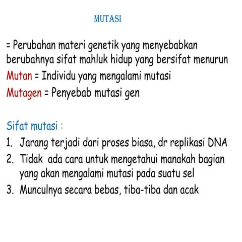 Mutasi Berdasarkan Tempat Terjadinya MUTASI Gen dan Kromosom | PPTX