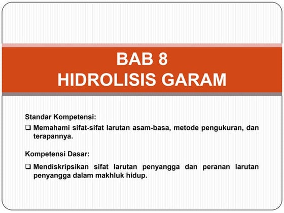 Bab 8 hidrolisis garam keals xi | PPT