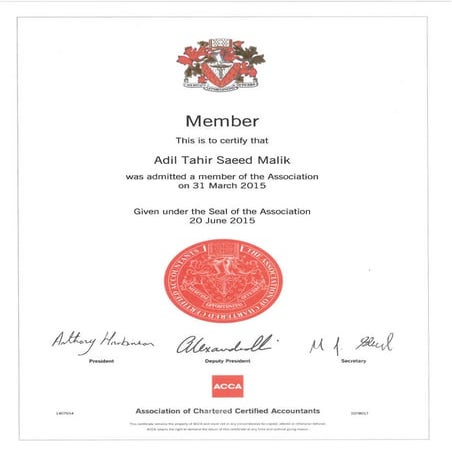 ACCA Membership Certificate | PDF