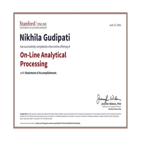 Certificate of Online Analytical Processing | PDF