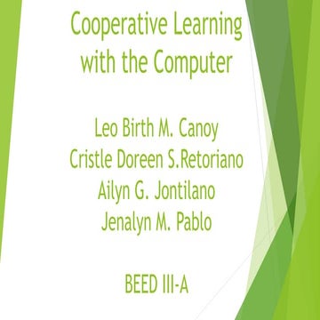 Lesson 12 Cooperative Learning with the Computer | PPT