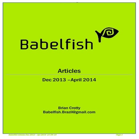 Babelfish: Articles Dec 2013 to April 2014 22-4-14 | DOCX