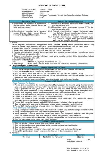 Contoh lembar instrumen evaluasi bkp | PDF