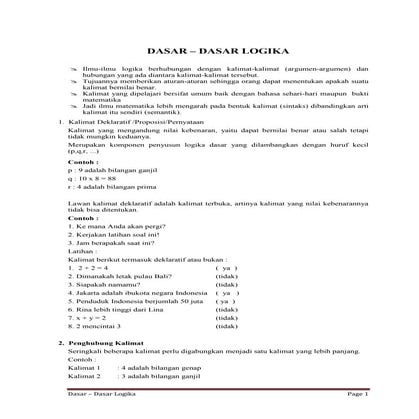 Bab i. dasar dasar logika | PDF