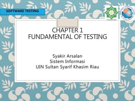 Chapter 1 Fundamental of Testing | PPTX | Technology & Computing