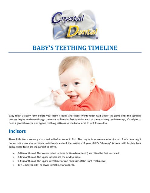 BABY'S 1ST YEAR: ORAL HEALTH MILESTONES | PPT
