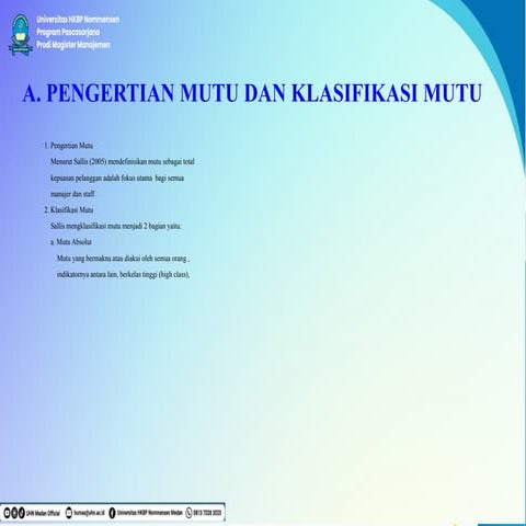 Pengertian mutu dan klasifikasi mutu Pendidikan | PPTX