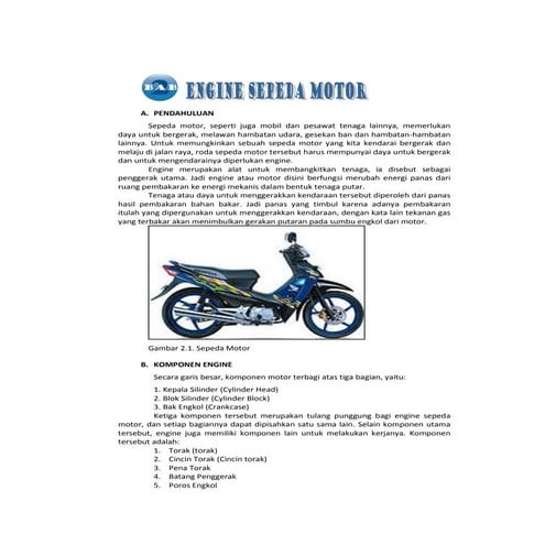 Bab ii engine sepeda motor | PDF