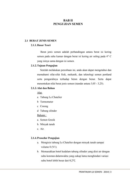 Laboratorium Uji Tanah - Pemeriksaan Kadar Air dan Berat Isi Tanah | PPTX