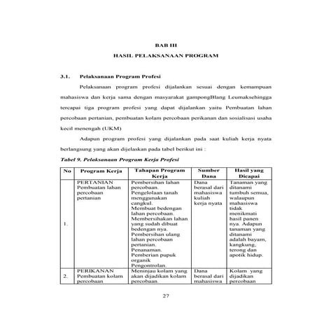 Bab iii hasil pelaksanaan program | PDF