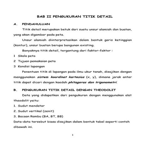 Bab ii pengukuran titik detail | PDF