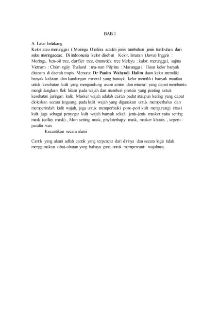 Bab 2 masker kelor (1) | PDF