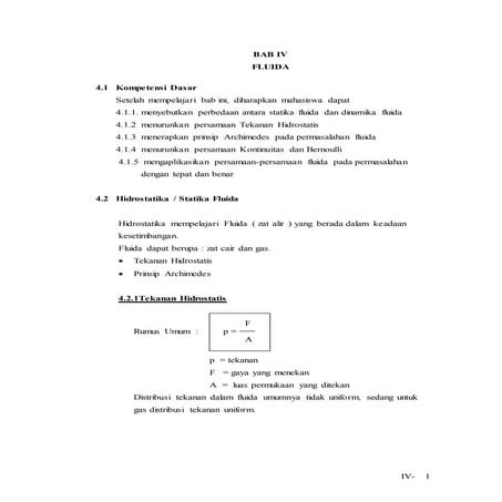 Modul mekanika fluida: Dasar-dasar Perhitungan Aliran Fluida | PDF