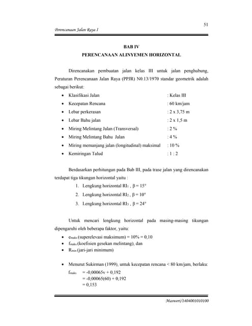Cara menghitung alinyemen horizontal | DOCX