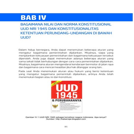 Bab iv nilai dan norma konstitusional uud nri 1945 | PDF