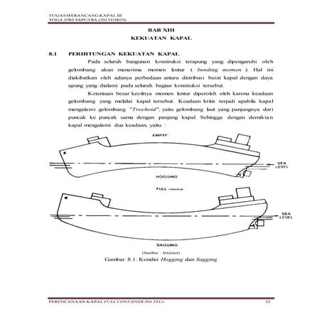 TUGAS MERANCANG KAPAL III - PERHITUNGAN KEKUATAN KAPAL | DOCX