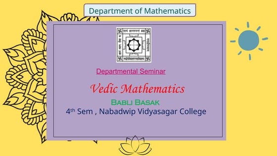 Vedic Mathematics ppt | PPT