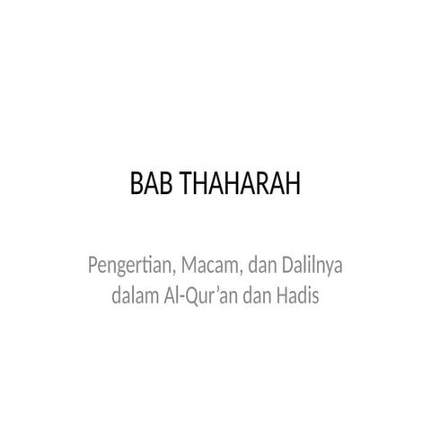 Bab_Thaharah_PPT. Bab suci . thaharah ppt | PPTX