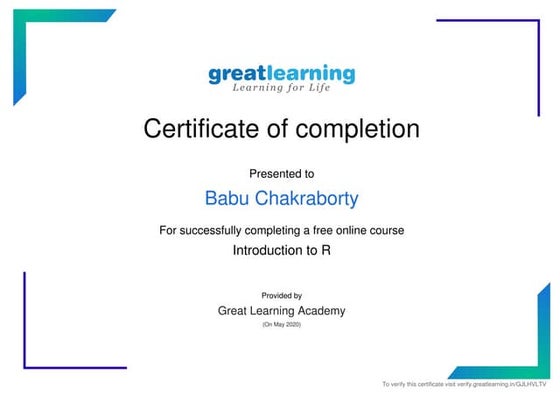 R for Beginners Certification | PPT