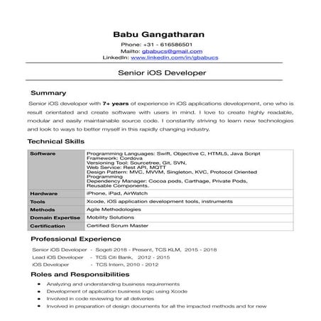 Babu Senior iOS Developer | PDF
