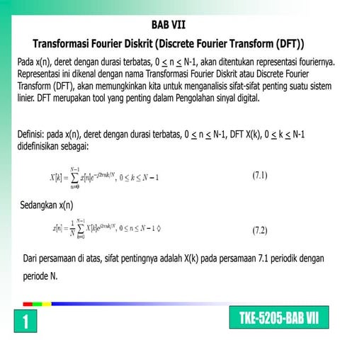 Bab vii discrete fourier transform | PPSX