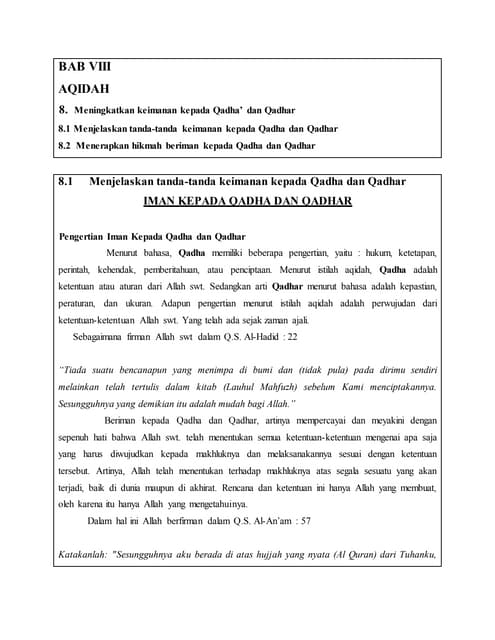 Iman kepada qadha dan qadar | PPT