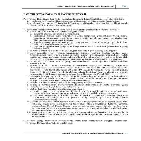 Bab viii tata cara evaluasi kualifikasi | PDF