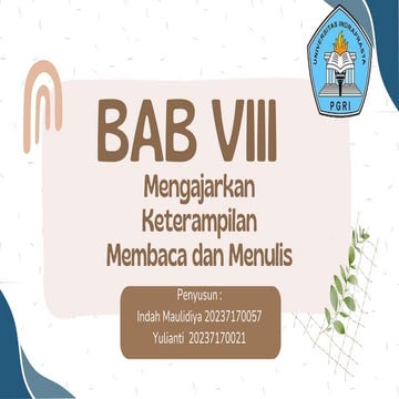BAB VIII MENGAJARKAN KETERAMPILAN MEMBACA DAN MENULIS.pptx