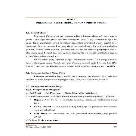 Bab v presentasi multimedia dengan photo story(1) | PDF