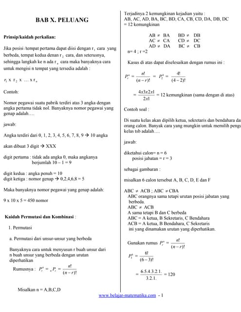 Materi SMA Kelas X Matematika Peluang | PPTX