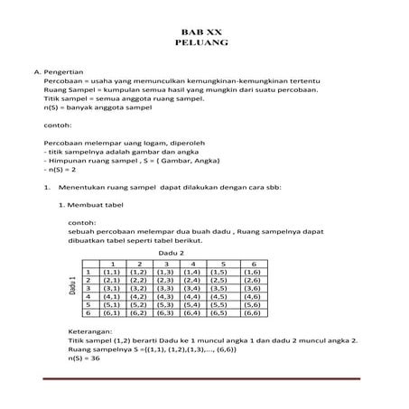 Ruang sampel dan titik sampel plus contoh soal | PDF