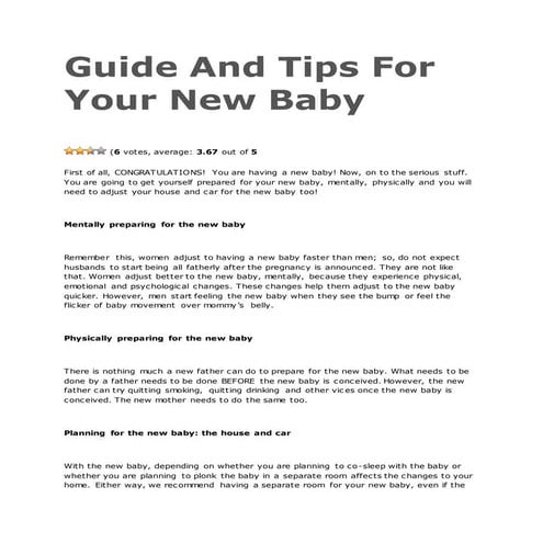 Guide and tips for Babies and children | DOCX