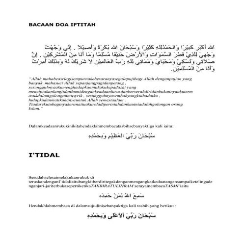 Bacaan doa iftitah | DOCX
