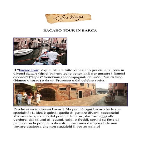 Bacaro tour in barca | PDF