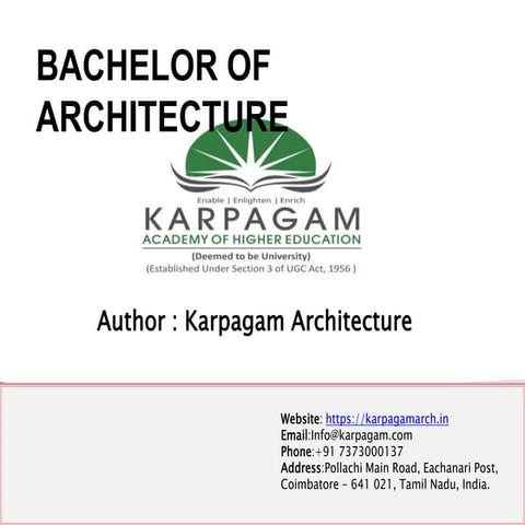 ABOUT BACHELOR OF ARCHITECTURE PROGRAM | PPT