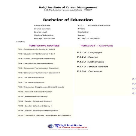 Bachelor of Education (Two years/Four years) program | PDF